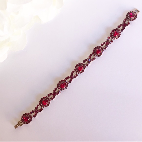 Lc Louis C Marks | Jewelry | Vtg Lc Louis C Marks Gold Red Rhinestone ...